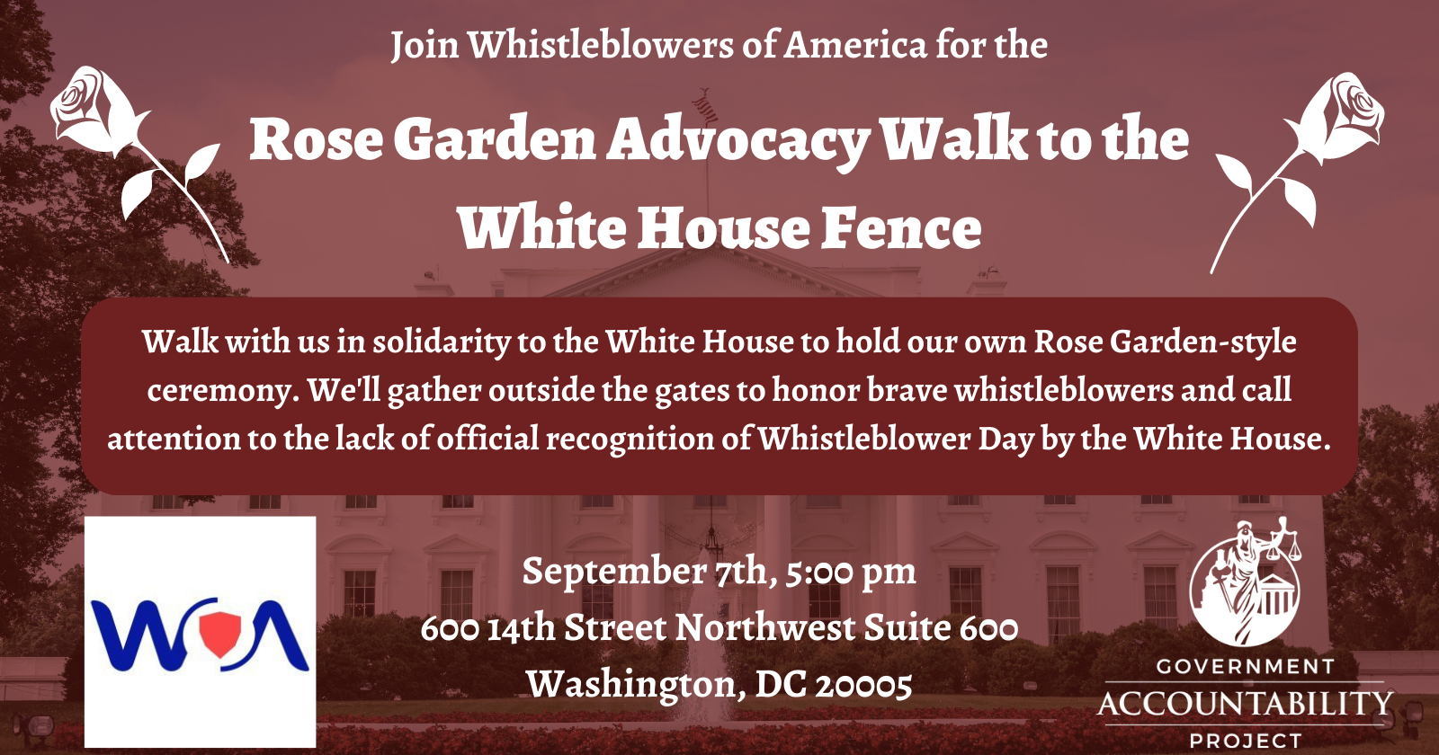 PRESS RELEASE: Rose Garden Advocacy Walk to Show Whistleblower Support ...
